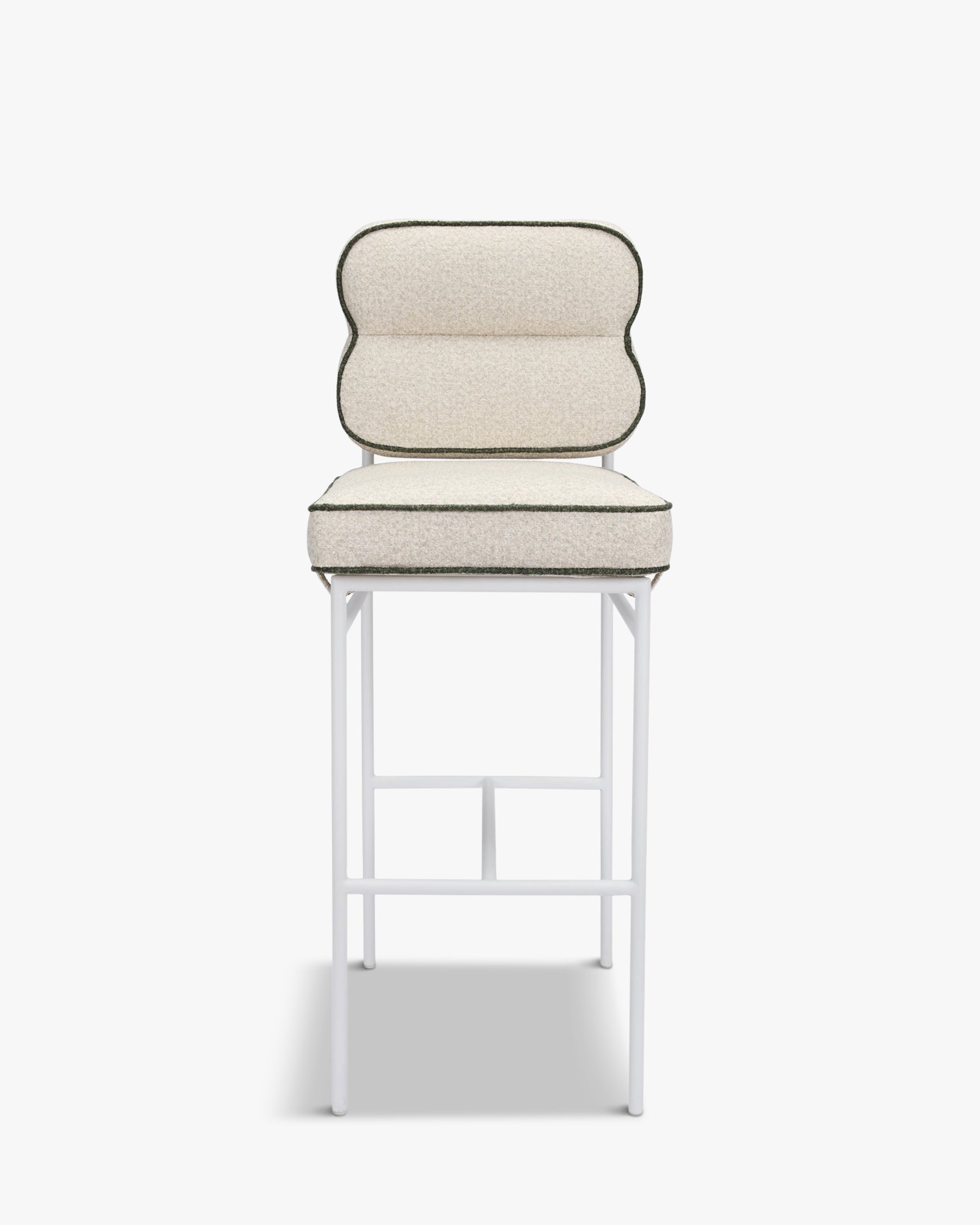 Outdoor bar stool, Curly beige, sage green & white metal - NV GALLERY ...