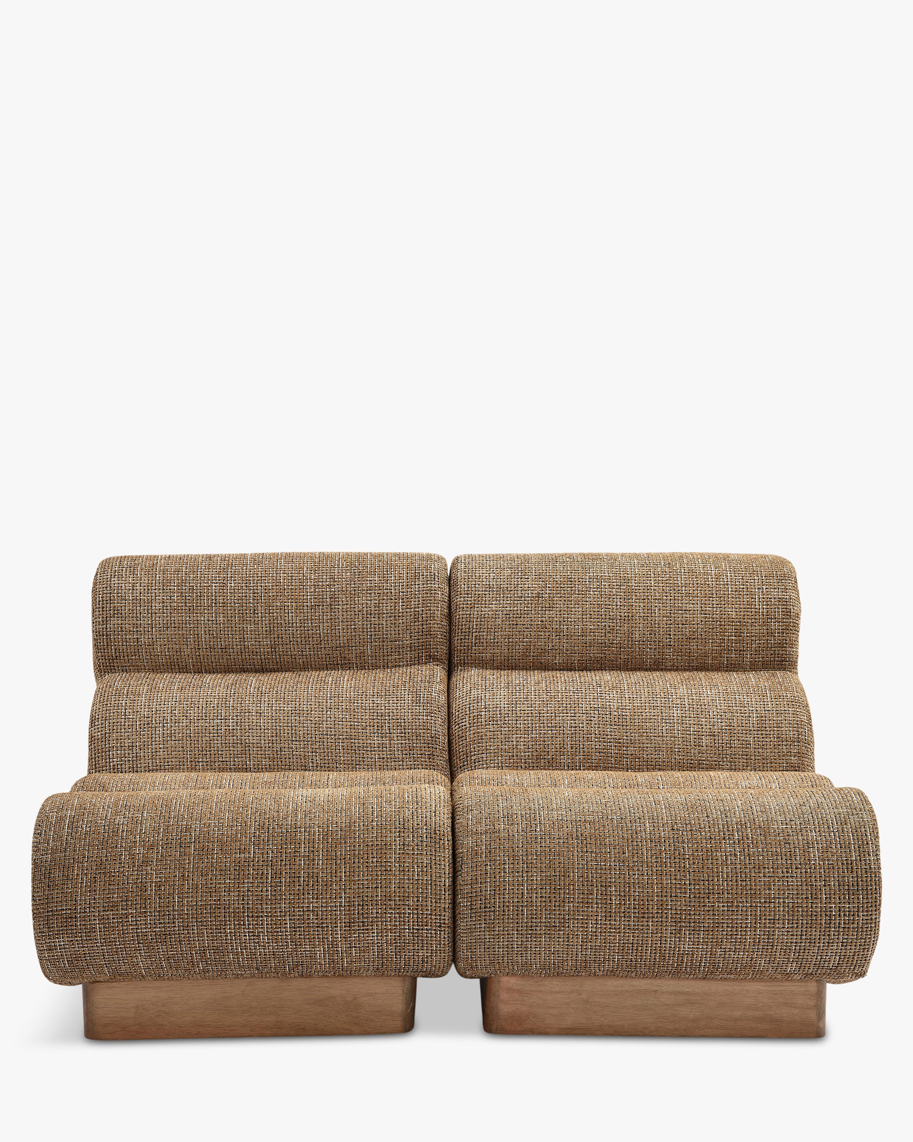 Canapé 2 places modulable - Tweed marron caramel & bois blond - NV ...
